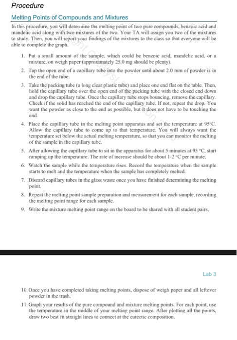 Melting point measurements Table 1. Melting point of | Chegg.com