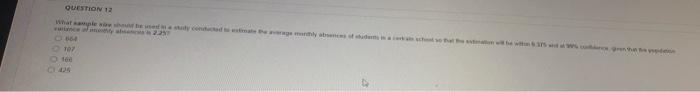 Solved QUESTION 12 re tod QUESTION Variance also becsl225 | Chegg.com