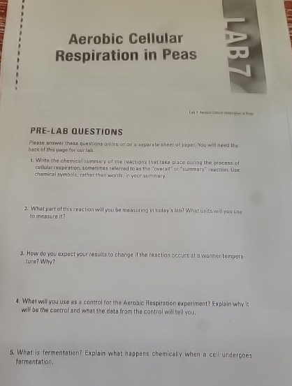 Solved Aerobic Cellular Respiration in PeasInh? Aencts | Chegg.com