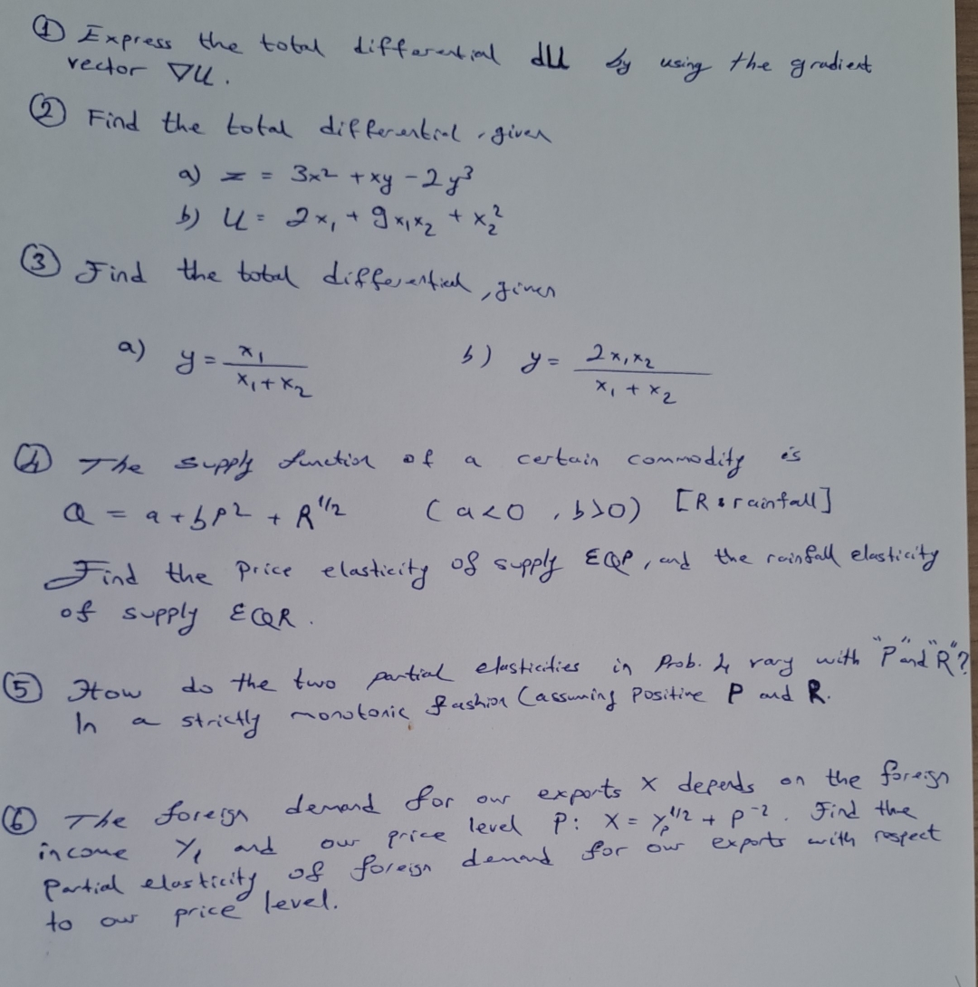 Solved (1) ﻿Express the total differential dU ﻿by using the | Chegg.com