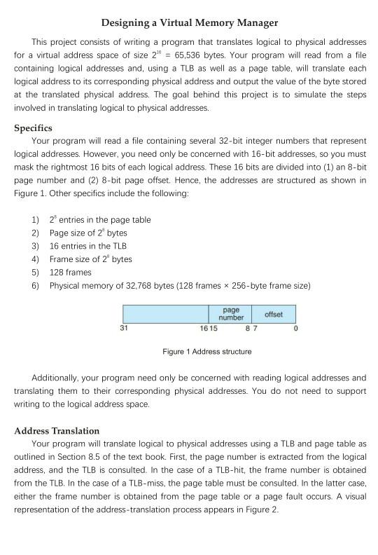 Solved Designing a Virtual Memory Manager This project | Chegg.com