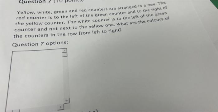 Solved Yellow, white, green and red counters are arranged in | Chegg.com