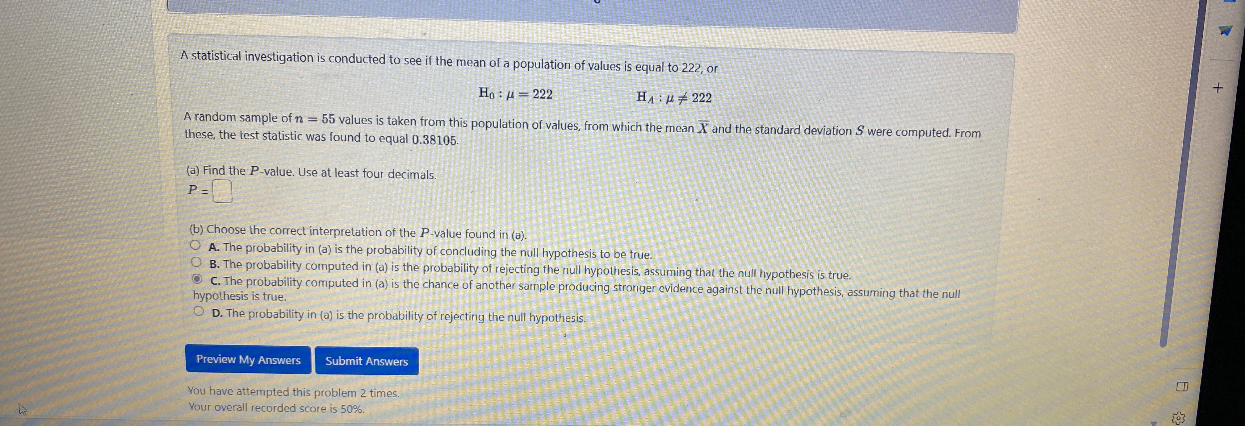 Solved A statistical investigation is conducted to see if | Chegg.com