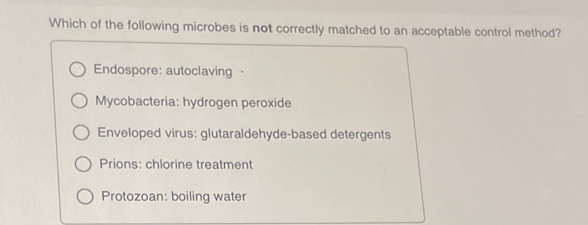 Solved Which of the following microbes is not correctly | Chegg.com