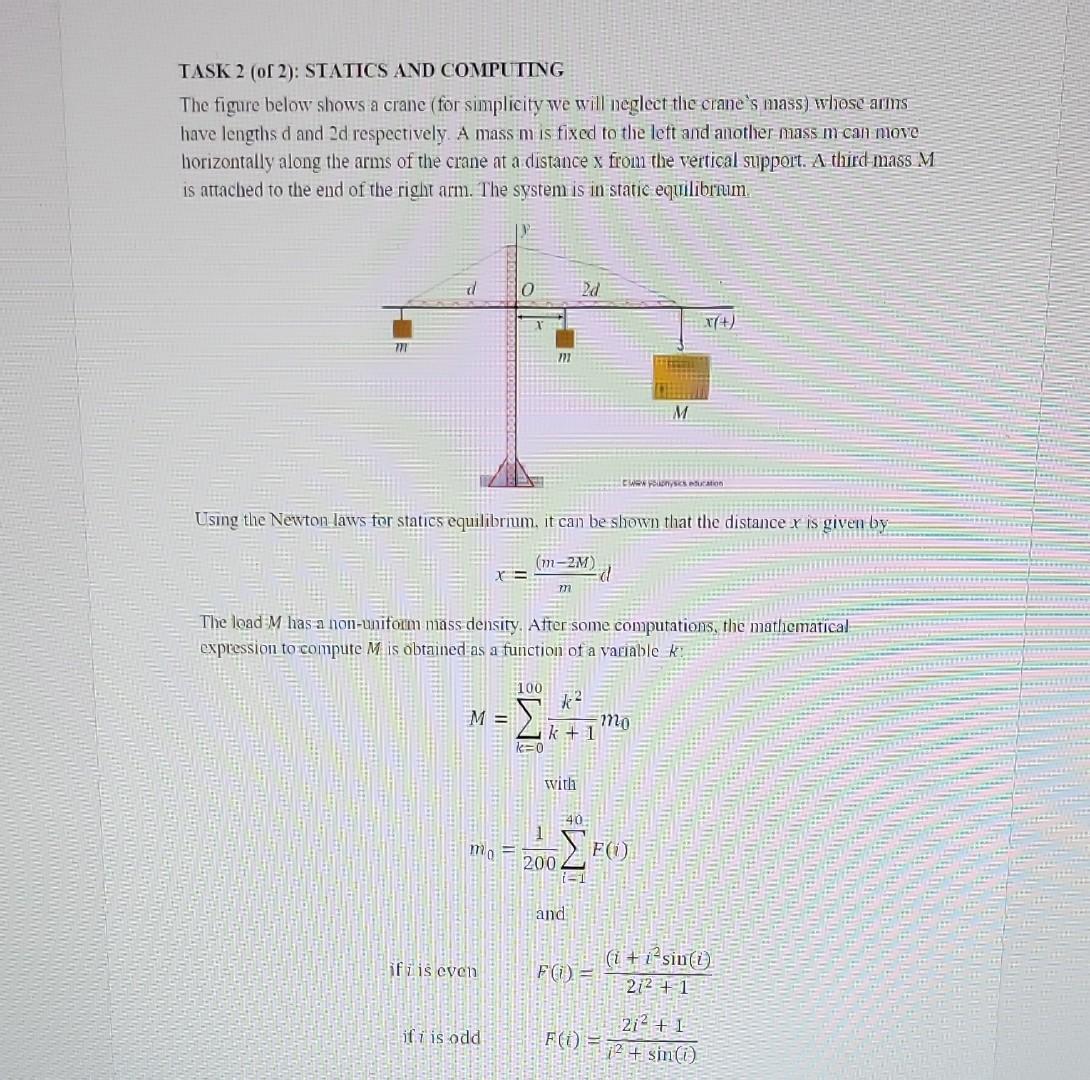 Solved TASK 2 (oF 2): STATICS AND COMPUTING The figure below | Chegg.com