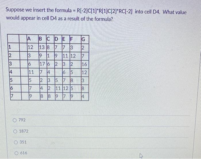 Solved Suppose we insert the formula = | Chegg.com