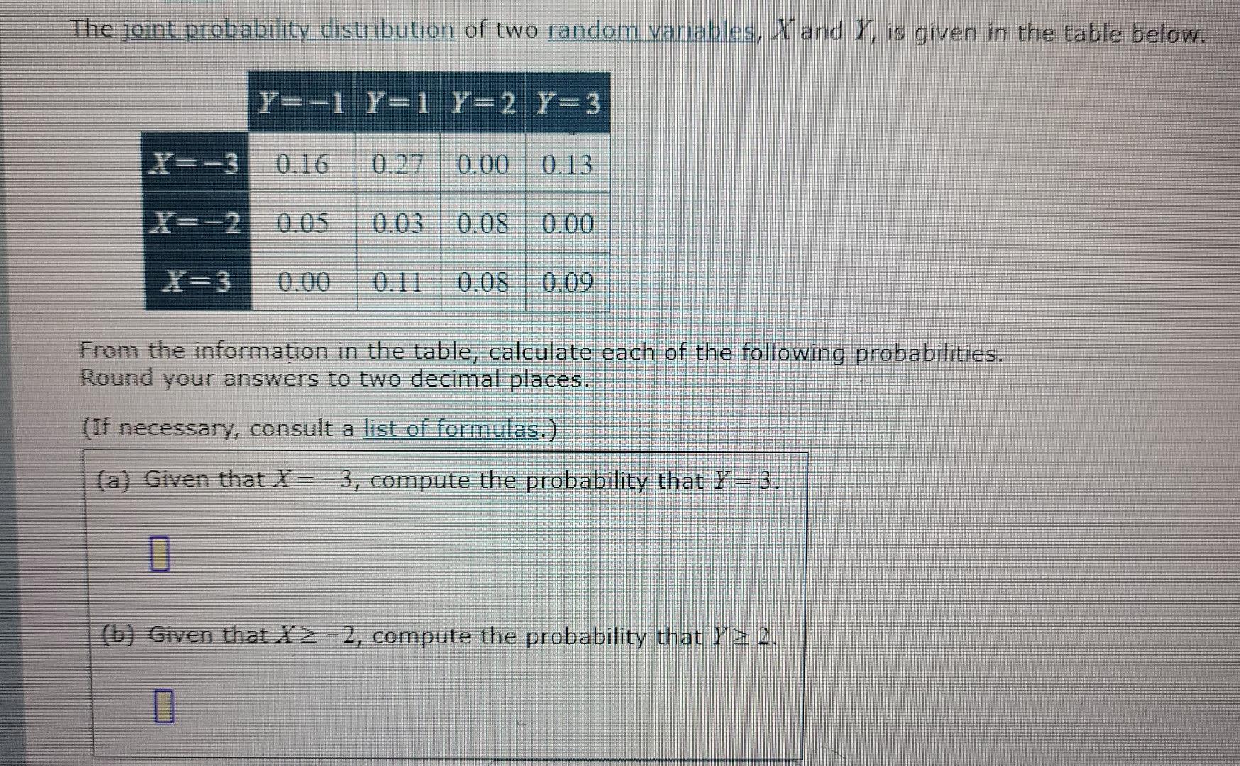 Solved The joint probability distribution of two random | Chegg.com