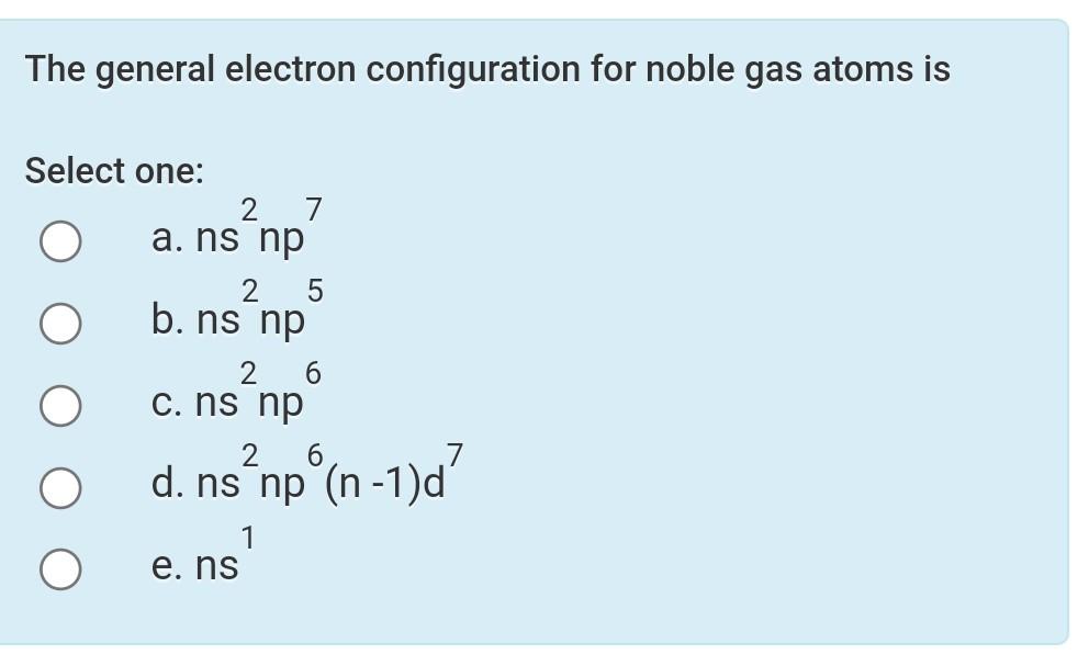 Noble Gases Electron Configuration