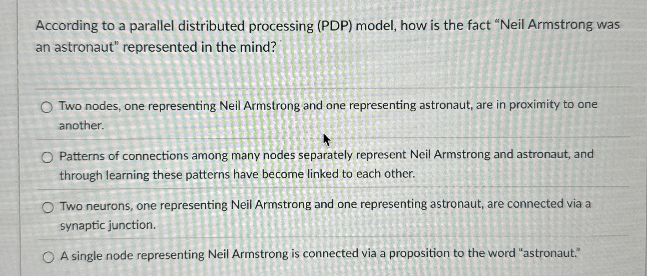 Solved According to a parallel distributed processing (PDP) | Chegg.com