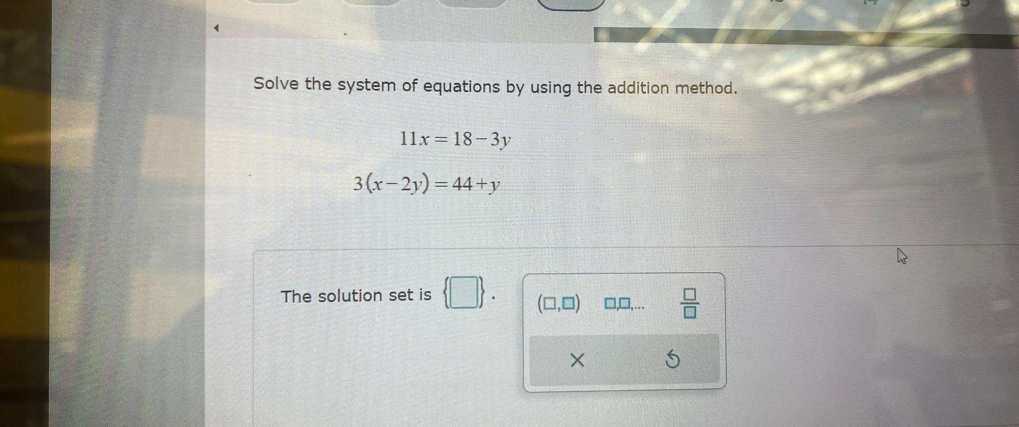 Solved Solve the system of equations by using the addition | Chegg.com