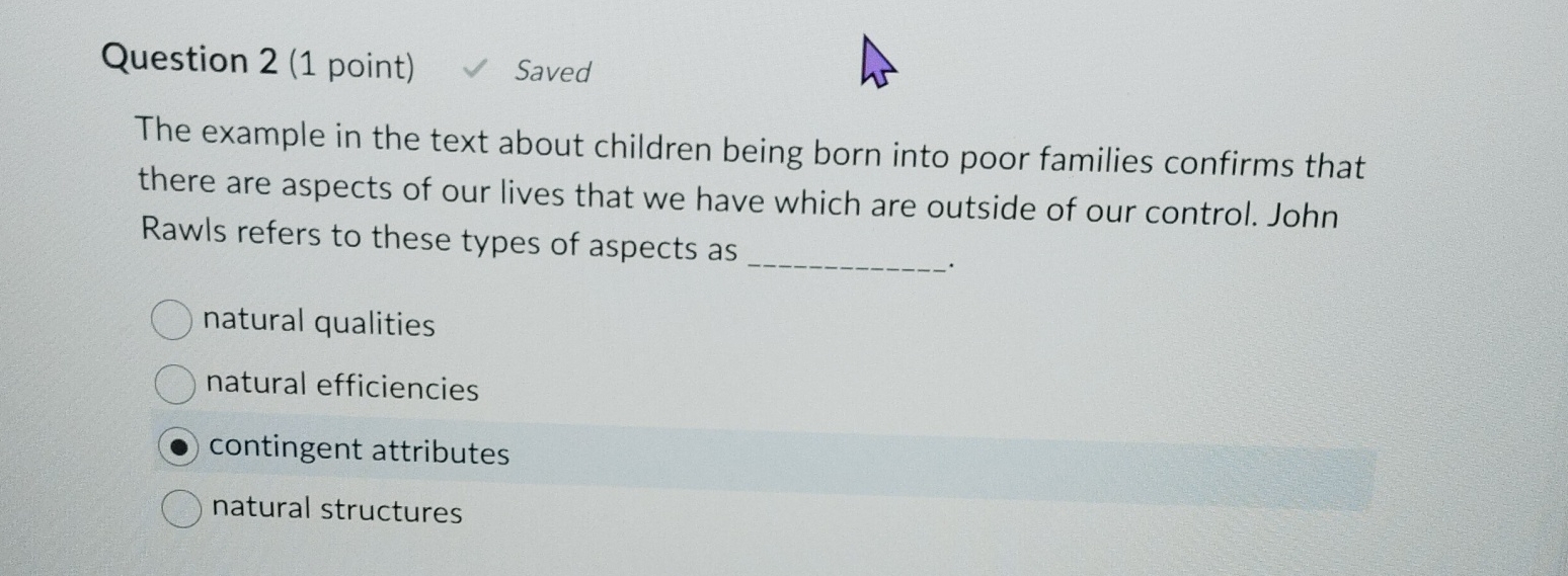 Solved Question 2 (1 ﻿point) ﻿SavedThe example in the text | Chegg.com