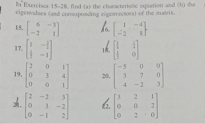 Solved In Exercises 15-28, find (a) the characteristic | Chegg.com
