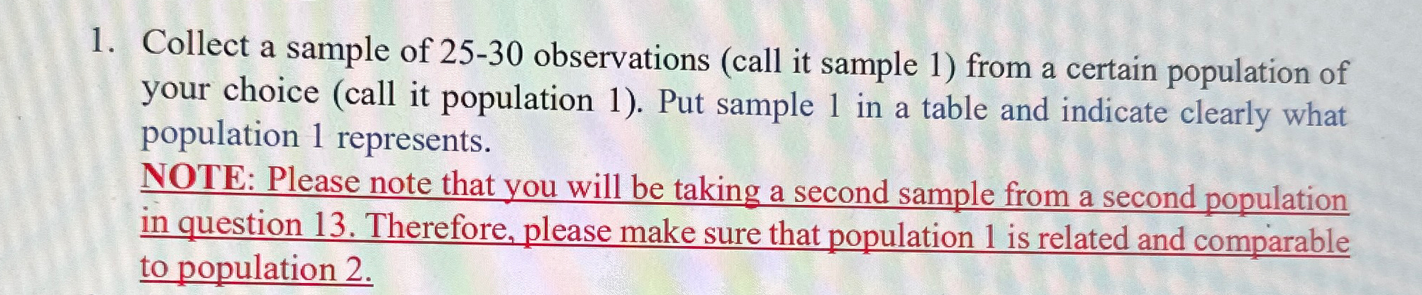 Collect a sample of 25-30 ﻿observations (call it | Chegg.com