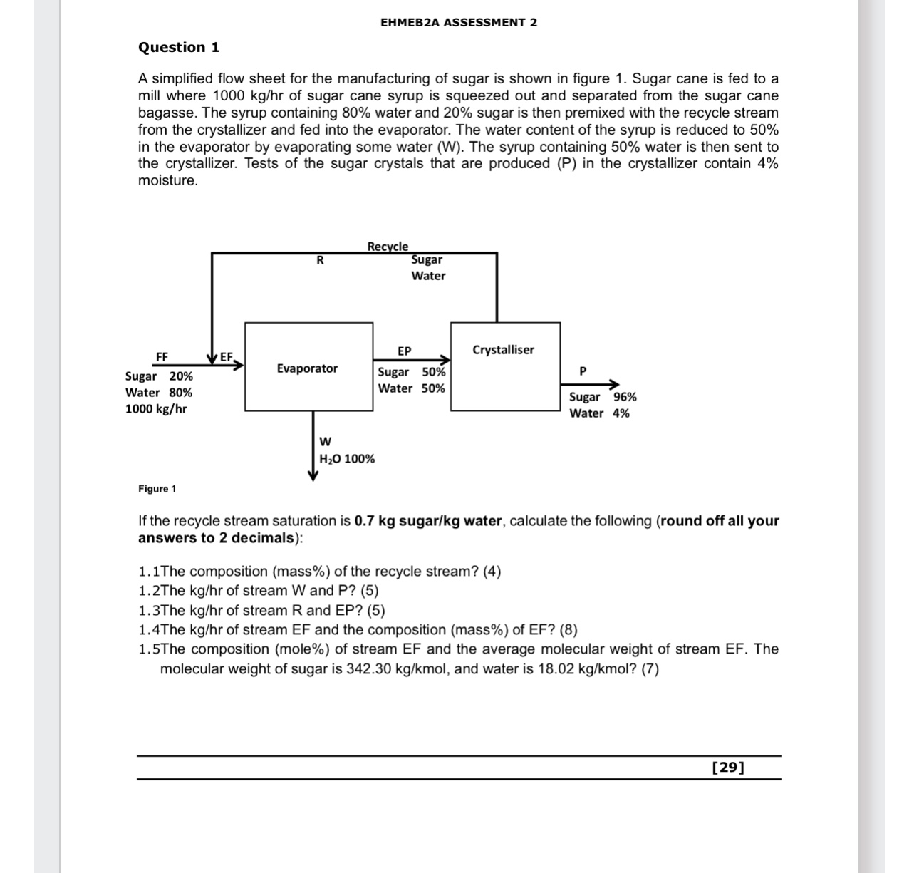 Solved EHMEB2A ASSESSMENT 2 ﻿Question 1 ﻿A simplified flow | Chegg.com