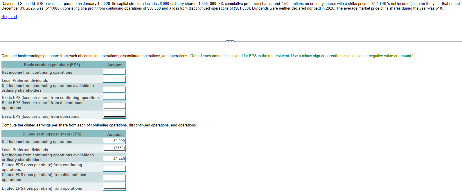 Solved Required\table[[Basic earnings per share | Chegg.com