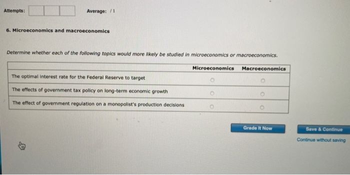 Solved Attempts: Average: 1 6. Microeconomics and | Chegg.com