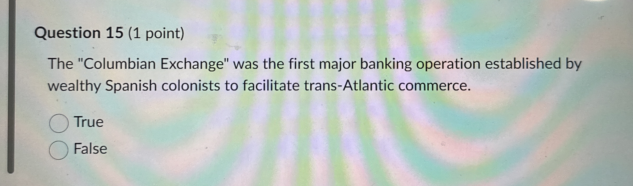 Solved Question 15 (1 ﻿point)The "Columbian Exchange" was | Chegg.com