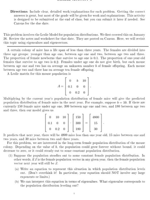 Solved Directions: Include clear, detailed work explanations | Chegg.com