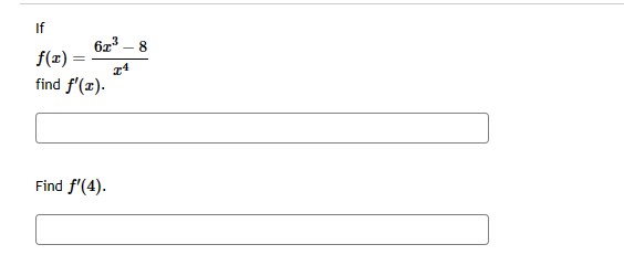 Solved If ﻿f(x)=6x3-8x4 ﻿find f'(x). ﻿ Help me understand | Chegg.com