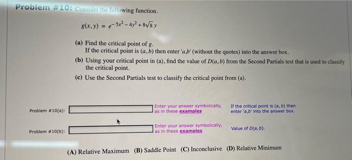 Solved Problem *10: Consider the following function. | Chegg.com