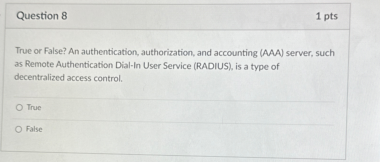 Solved Question 81 ﻿ptsTrue or False? An authentication, | Chegg.com