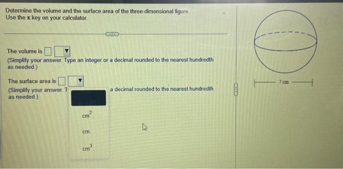 Solved Determine the volume and the surface area of the | Chegg.com