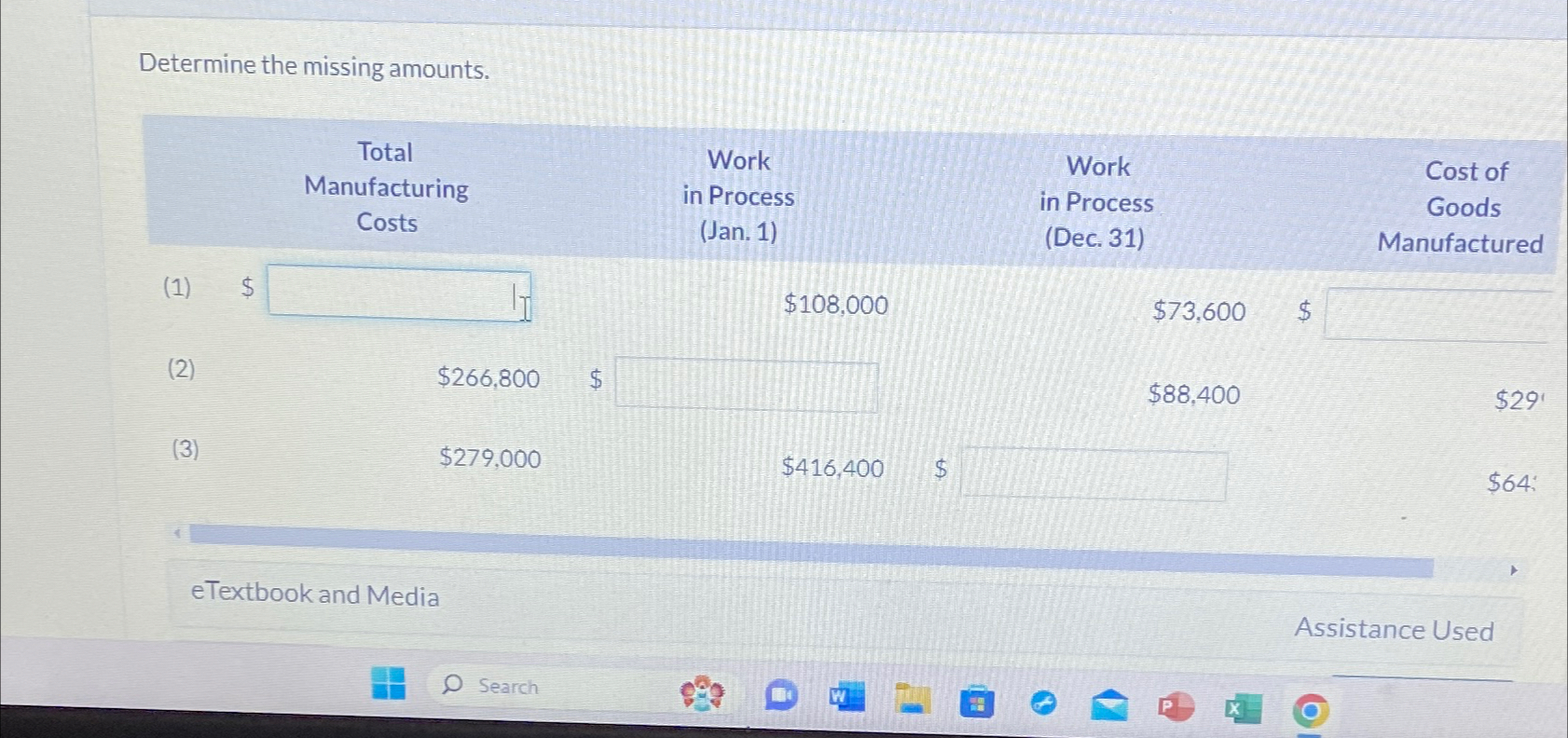 Determine the missing amounts. | Chegg.com