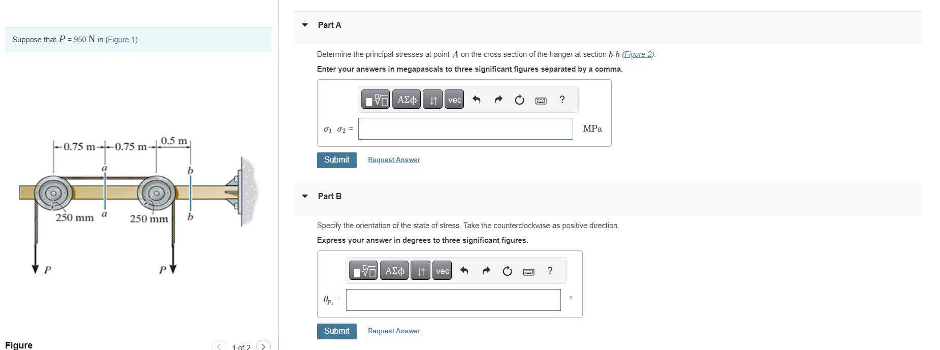 Solved Suppose that P=950N ﻿in (Figure 1).Part ADetermine | Chegg.com