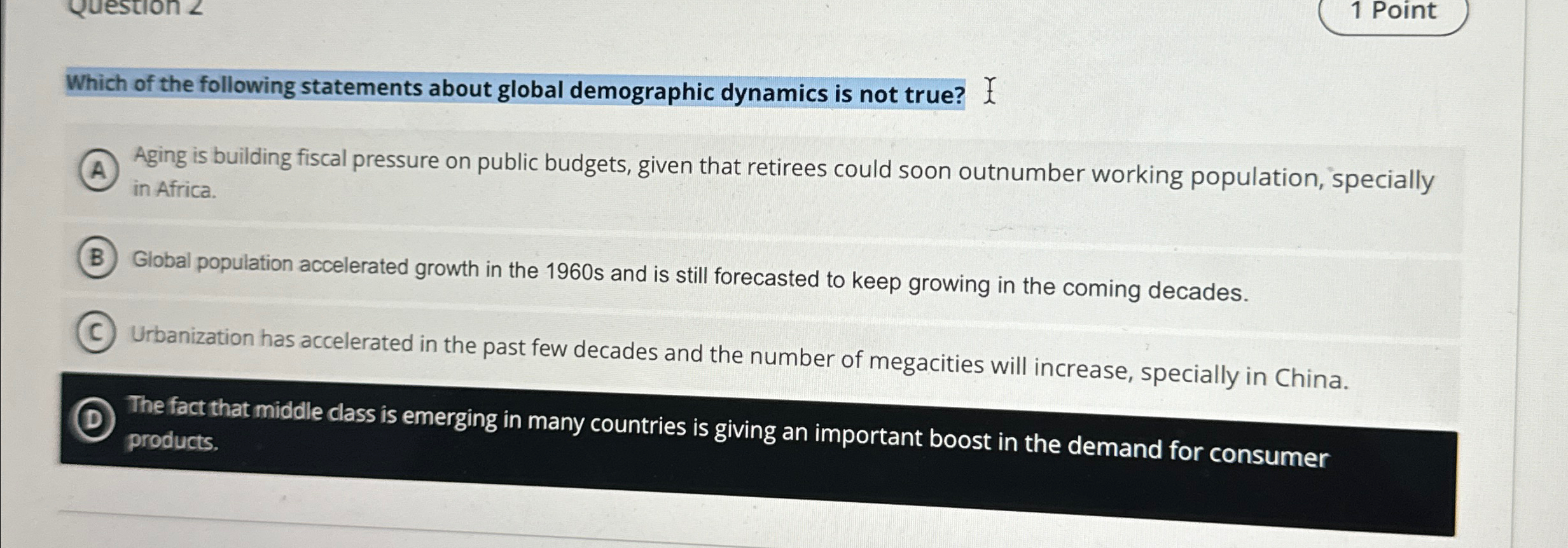 Solved Which of the following statements about global | Chegg.com