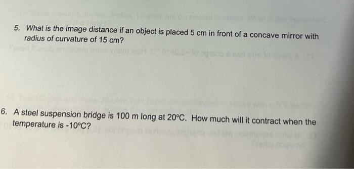 Solved 5. What is the image distance if an object is placed | Chegg.com