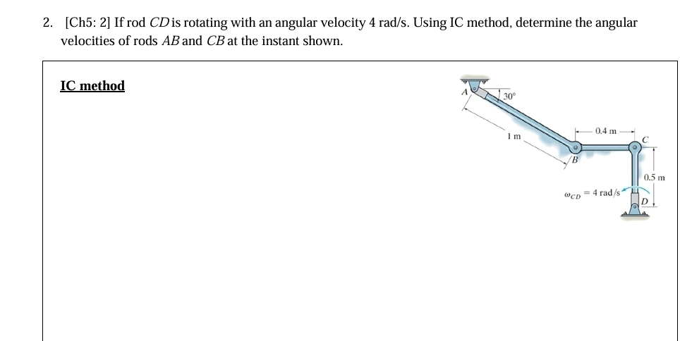 Solved [Ch5: 2] ﻿If rod CD ﻿is rotating with an angular | Chegg.com