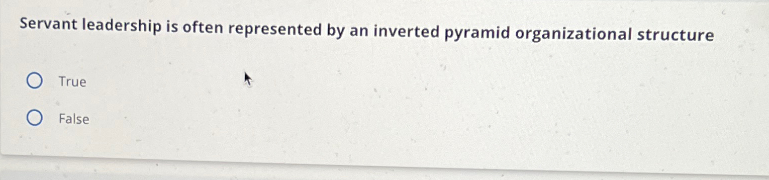 Solved Servant leadership is often represented by an | Chegg.com