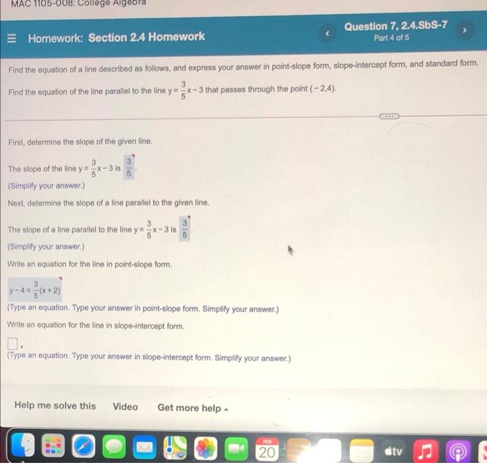 Solved MAC 1105-008: College Algebra Question 7, 2.4.SbS-7 | Chegg.com