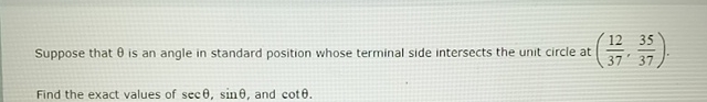 Solved Suppose that θ ﻿is an angle in standard position | Chegg.com