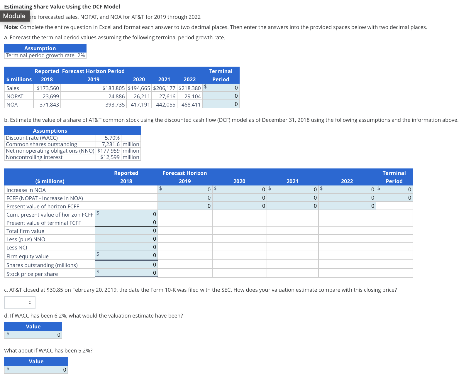 Solved Estimating Share Value Using the DCF ModelModule are | Chegg.com