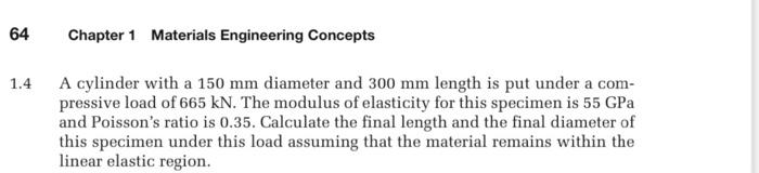 Solved 64 Chapter 1 Materials Engineering Concepts 1.4 A | Chegg.com
