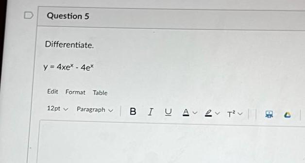 Solved Differentiate. y=4xex−4ex | Chegg.com