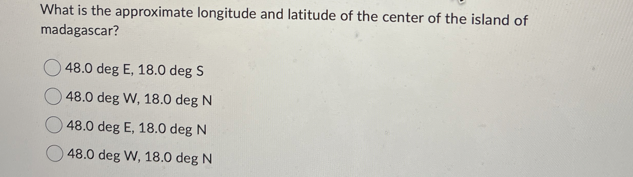 Solved What is the approximate longitude and latitude of the | Chegg.com