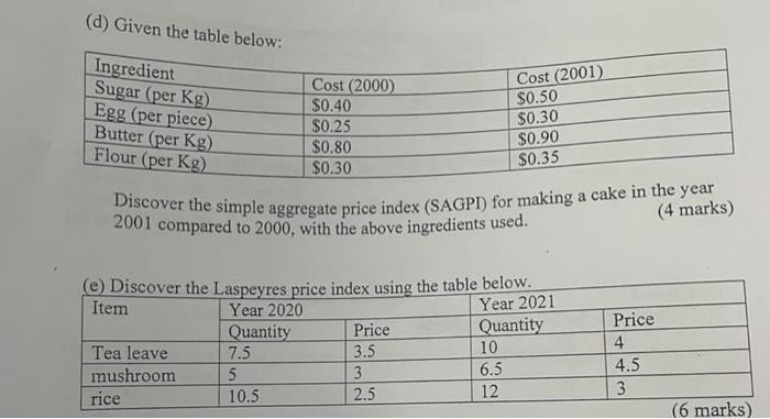 Solved (d) Given the table below: Discover the simple | Chegg.com