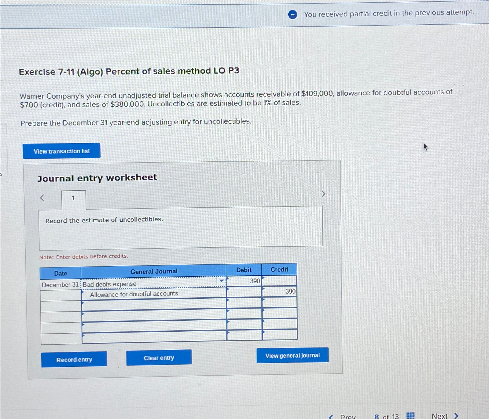 Solved You received partial credit in the previous | Chegg.com
