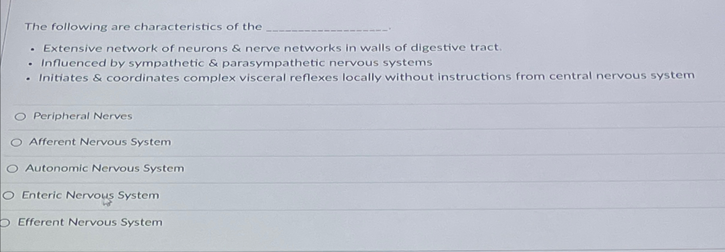 Solved The following are characteristics of the q,Extensive | Chegg.com