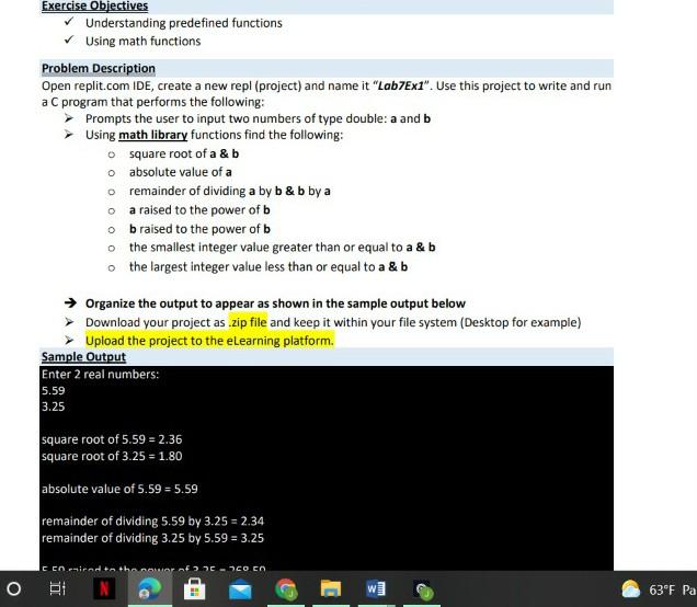 Solved Exercise Objectives Understanding predefined | Chegg.com