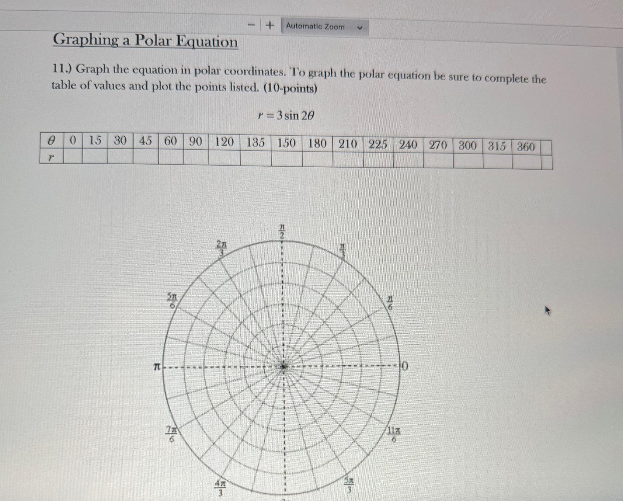 Solved Graphing a Polar Equation11.) ﻿Graph the equation in | Chegg.com