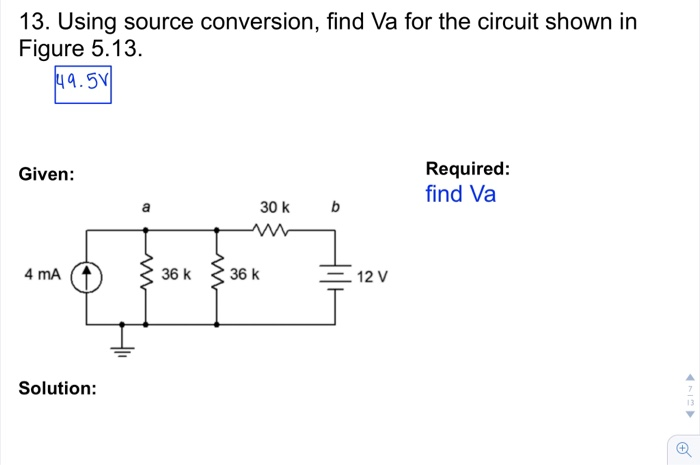 Solved 13. Using source conversion, find Va for the circuit | Chegg.com