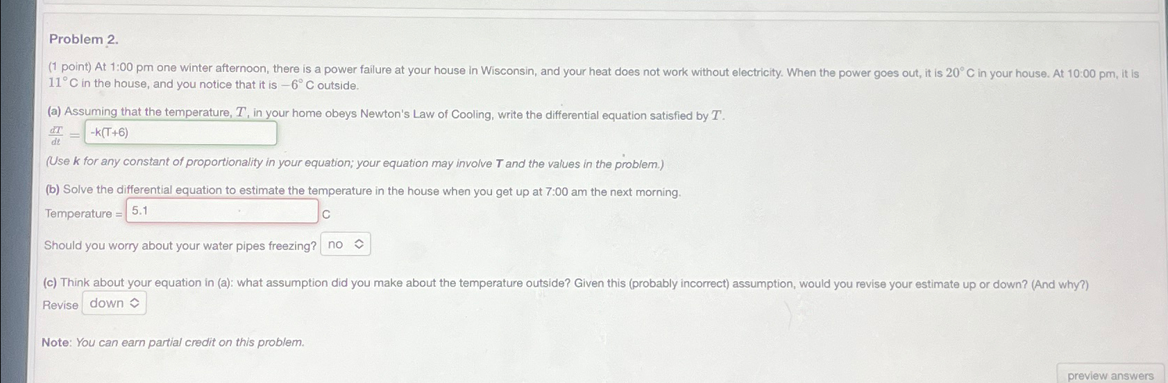 Solved Problem 2.(1 ﻿point) ﻿At 1:00 ﻿pm one winter | Chegg.com