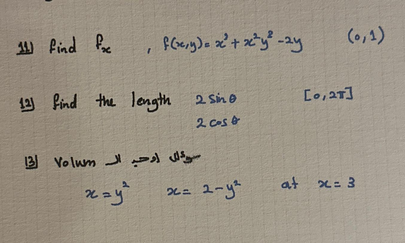 Solved find fx,f(x,y)=x2+x2y2-2y,(0,1)12] ﻿find the length | Chegg.com