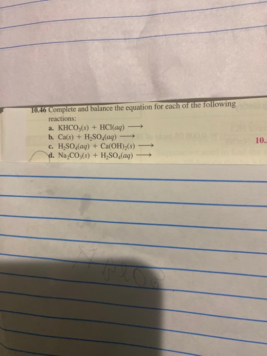 Solved 10.46 Complete and balance the equation for each of | Chegg.com