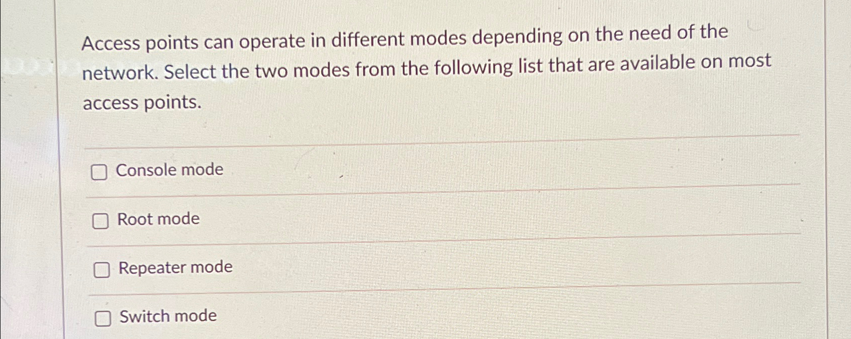 Solved Access points can operate in different modes | Chegg.com