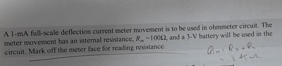 Solved A 1-mA full-scale deflection current meter movement | Chegg.com