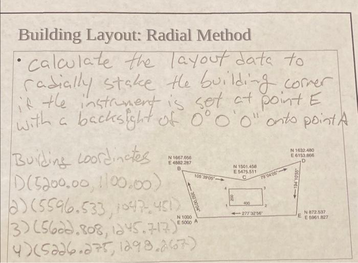 Solved Building Layout: Radial Method • calculate the layout | Chegg.com